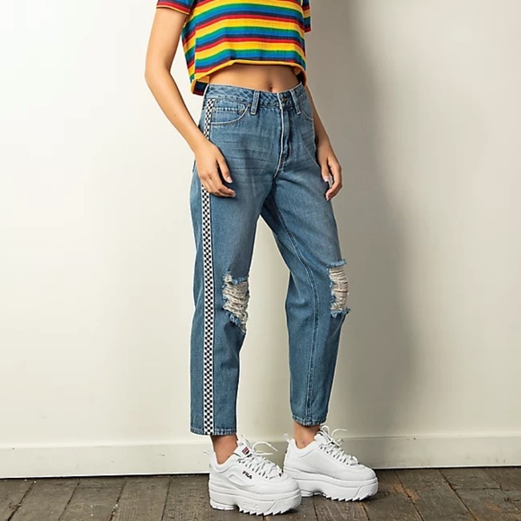 Zumiez | Jeans | Checkered Mom Jeans | Poshmark